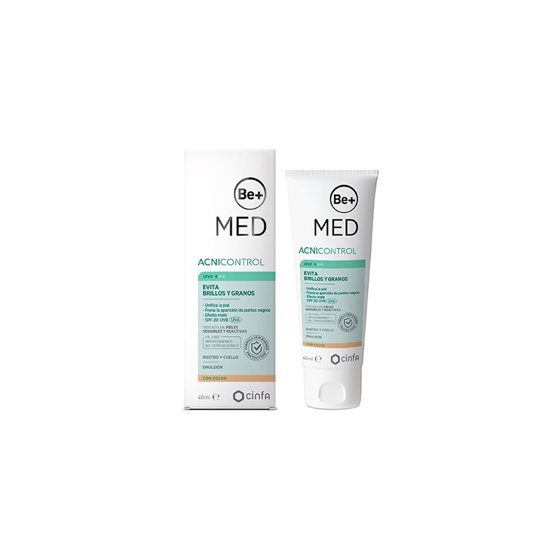 Be+ MED Acnicontrol Evita Brillos y Granos SPF20 40mL. ACNE LEVE. CON ...