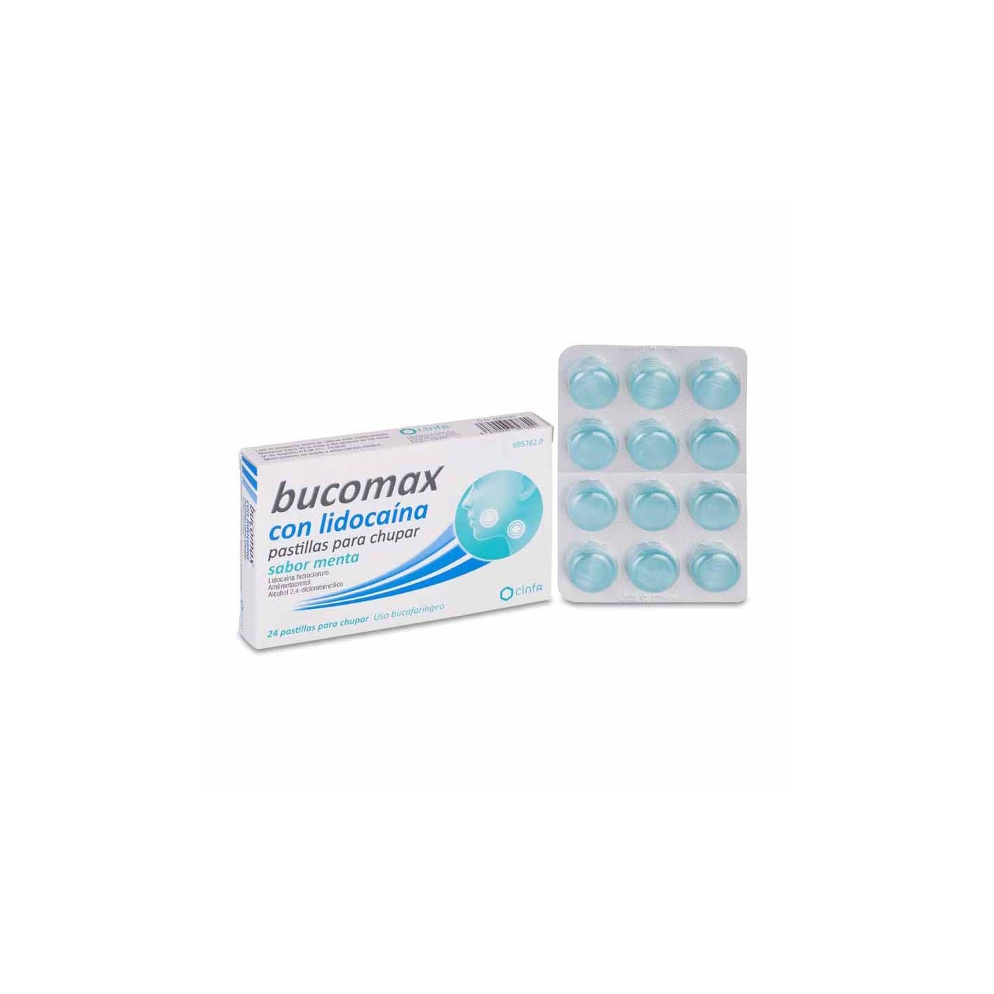 Bucomax con lidocaina 24 pastillas para cupar sabor menta