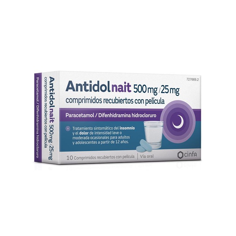 Antidol Noche 500 mg/25 mg 10 Comprimidos Recubiertos - Farmacia El Salt