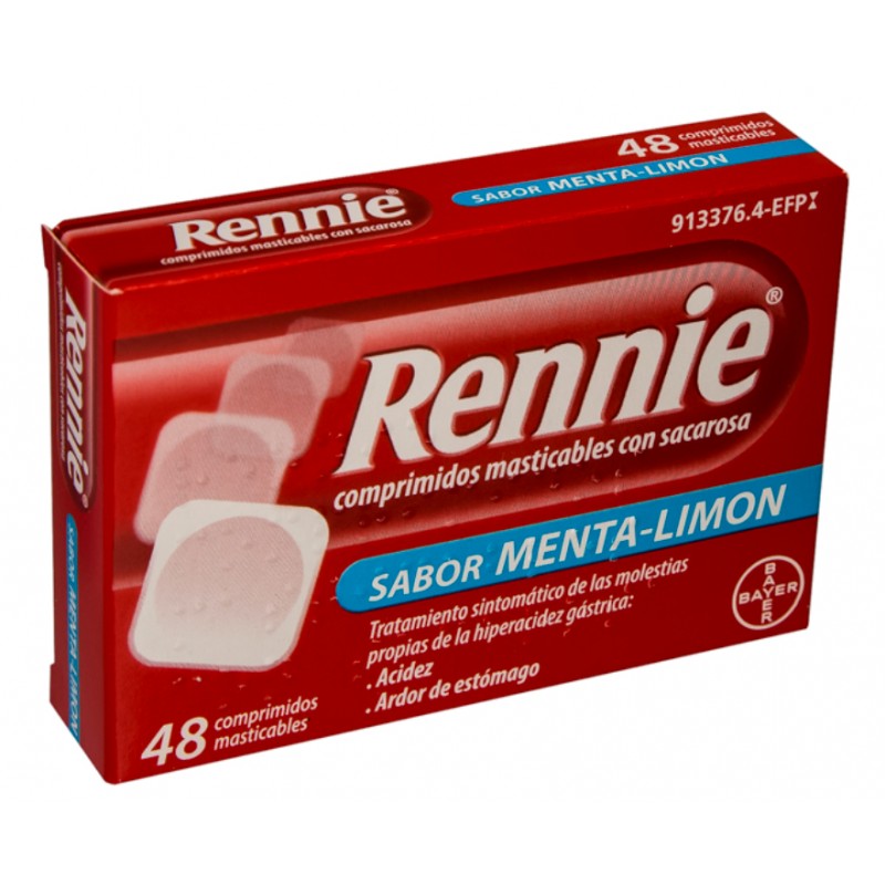 Rennie 48 compr masticables sabor menta limon con sacarosa